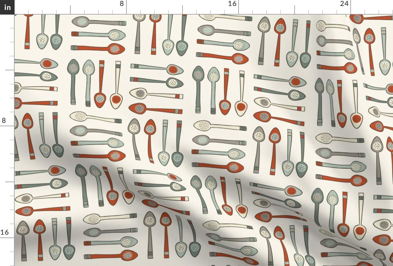 Mod Spoons Fabric - Spoons - Cream by Fernlesliestudio - Spoons Mid ...