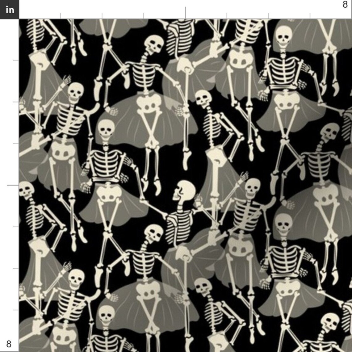 Dancing Skeletons Fabric the Skeletons Dance by Mag-o - Etsy