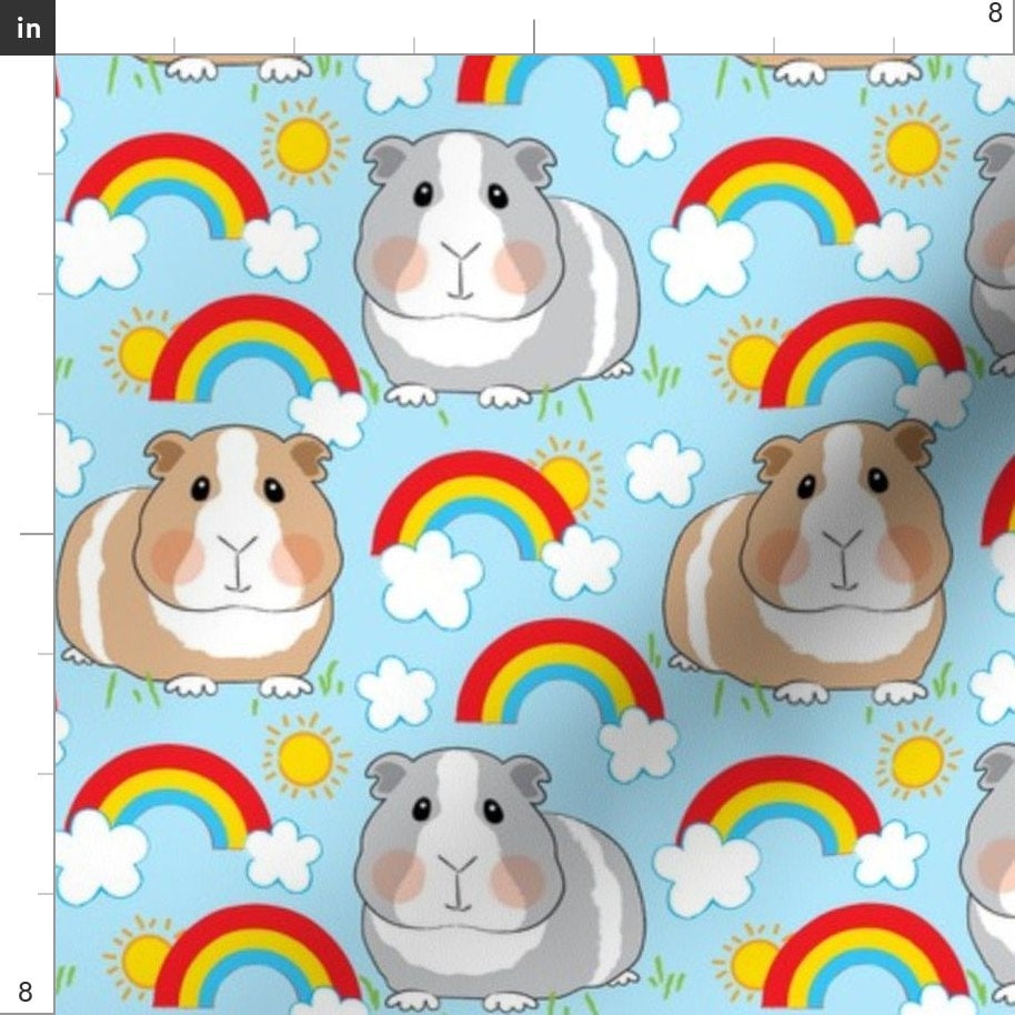Guinea Pigs and Rainbows Fabric | Etsy