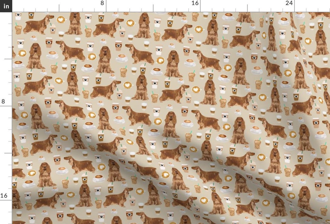 Cocker Spaniels + Coffee Fabric - Cocker Spaniel Coffee Fabric Dogs ...
