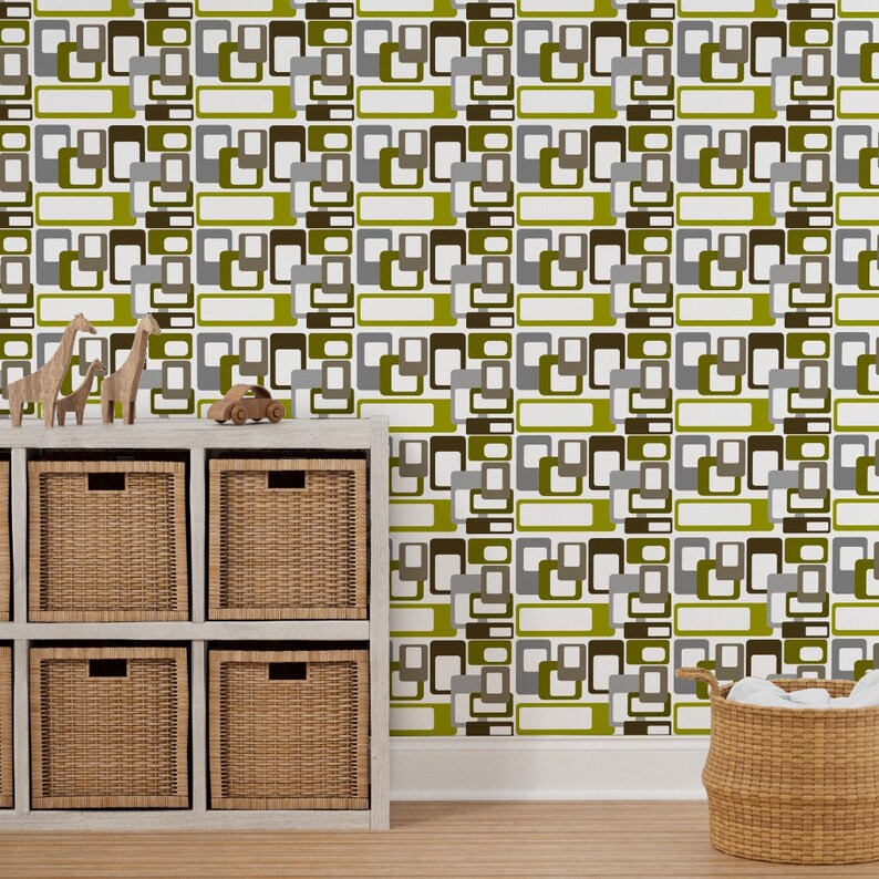 Mid-century Squares Wallpaper mid-century Modern by Hot4tees - Etsy
