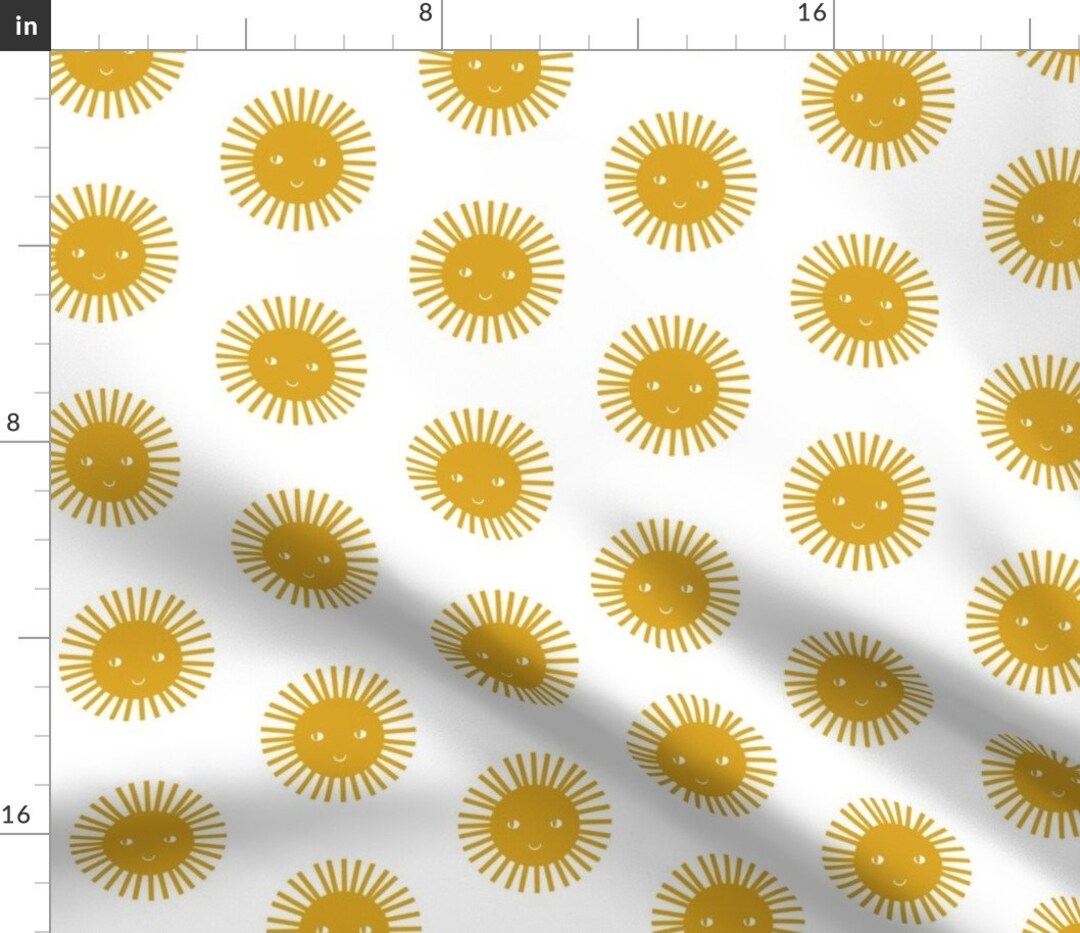 Yellow Sun Fabric Happy Sun Fabric Sun Fabric, Nursery Fabric, Sunshine ...