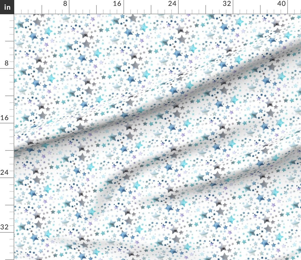 Blue Watercolor Star Fabric Stars Watercolour Blue by | Etsy