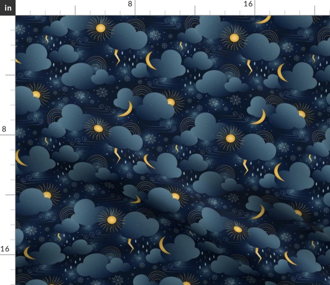 Weather Fabric Deep Blue Sky by Artypeaches Dark Blue - Etsy