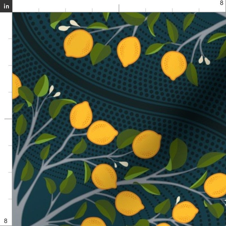 Lemonade Fabric Midnight Lemon Trees by Ceciliamok Lemon - Etsy
