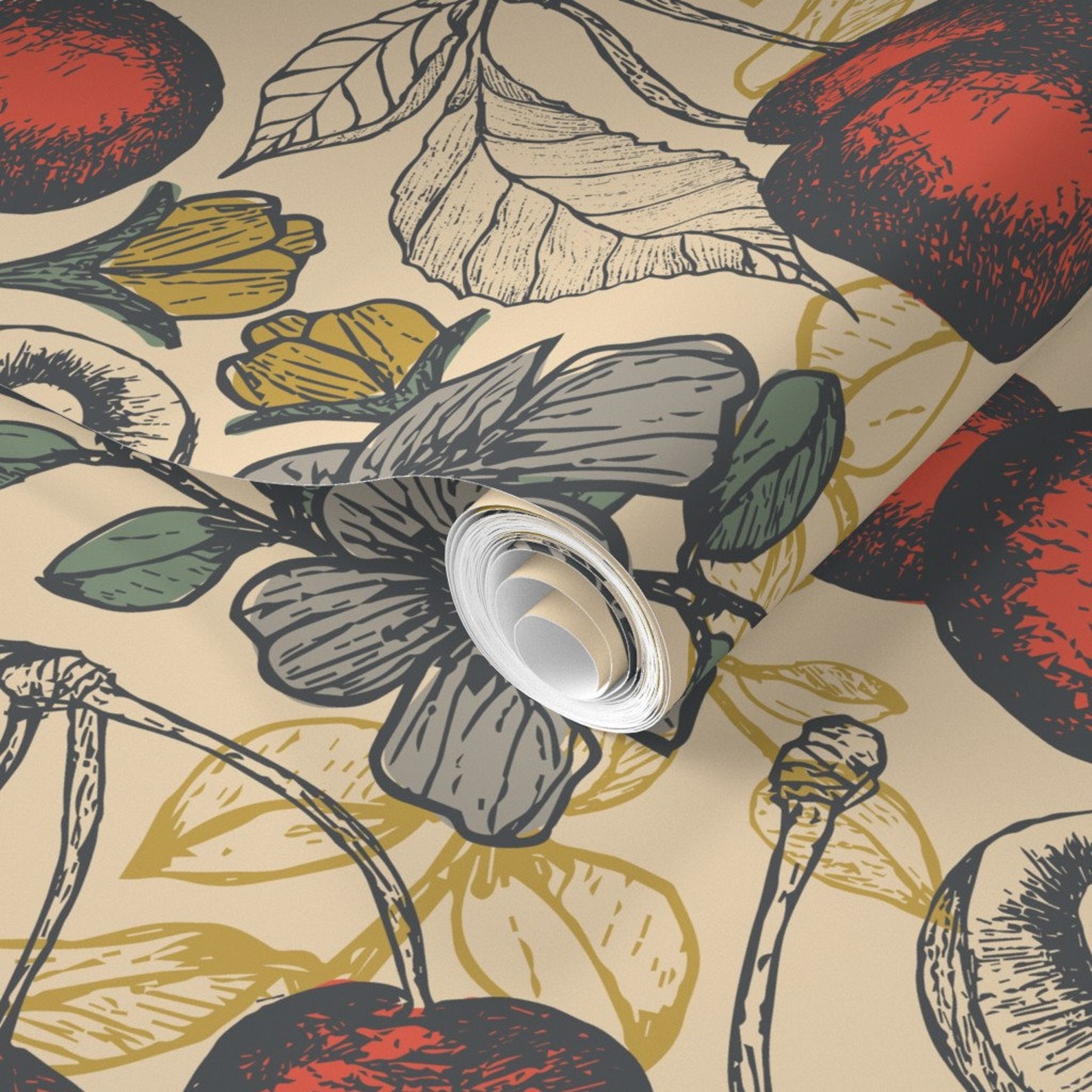 Vintage Style Cherry Wallpaper Cherry Flavor by Latoblab - Etsy