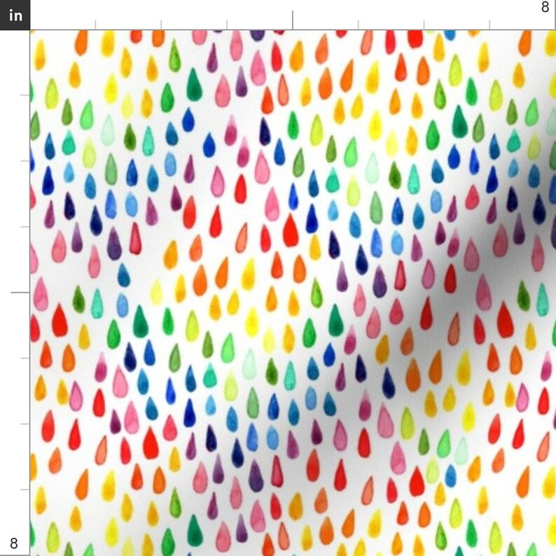 Colorful Raindrop Fabric Raindrops by Emmaallardsmith - Etsy
