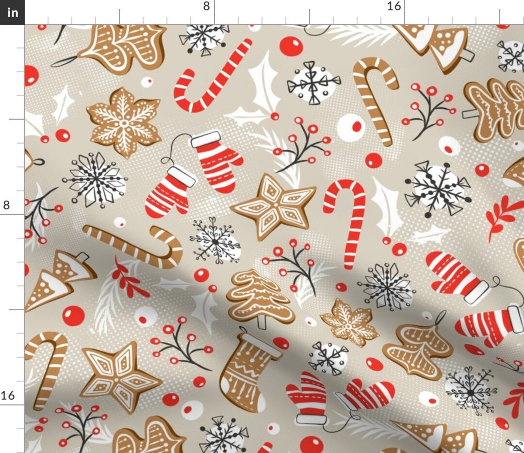 Gingerbread Fabric Gingerbread Dreams Tan by Heatherdutton Winter ...