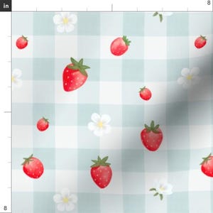 Strawberry Gingham Apparel Fabric - Strawberry Gingham by Caitie ...