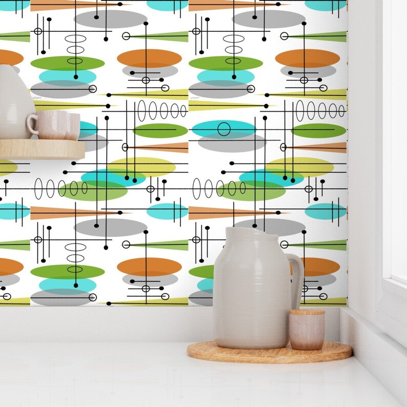 Space Wallpaper Space Age Atomic by Hot4tees Bgyahoo Com - Etsy