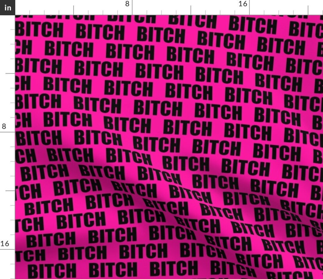 Profanity Fabric Pink Btch by La Bricoleuse Profanity Hot Pink Black Bad Words Naughty Cotton ...