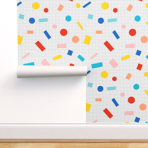 Retro Wallpaper Color Block Grid by Louisemargaret Retro - Etsy