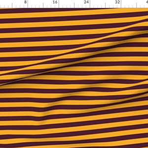 Stripe Fabric Maroon Gold Stripe By Littlearrowdesign | Etsy