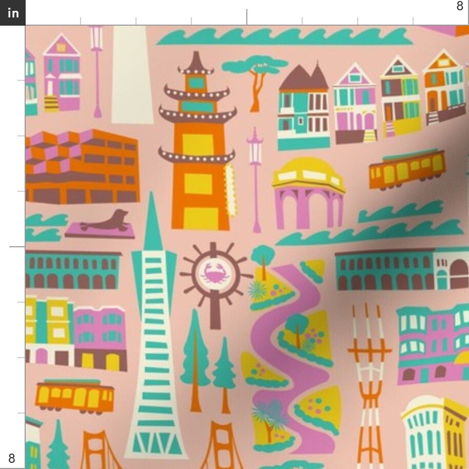 San Francisco Fabric Going to San Francisco by - Etsy