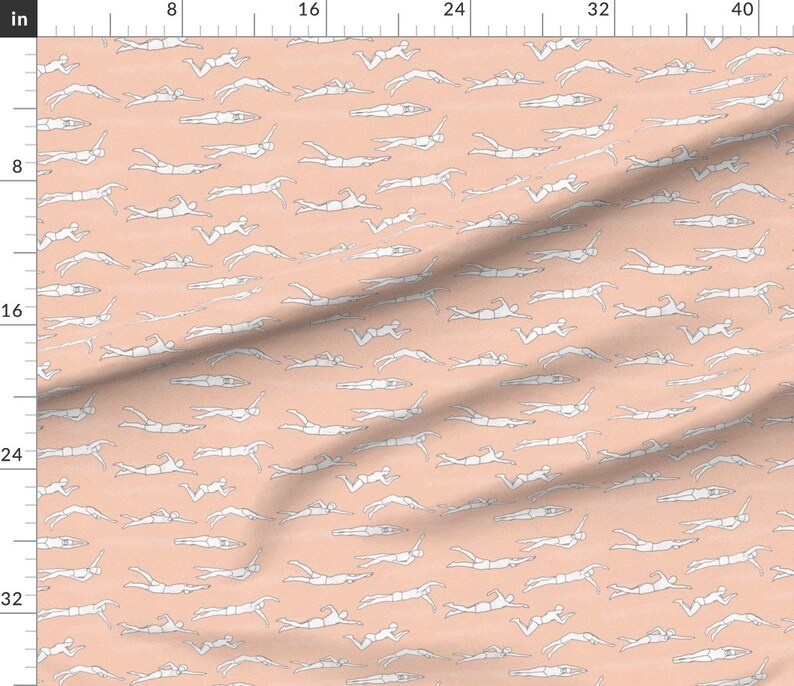 Swimmer Fabric Swimmers on Pale Pink by Landpenguin | Etsy
