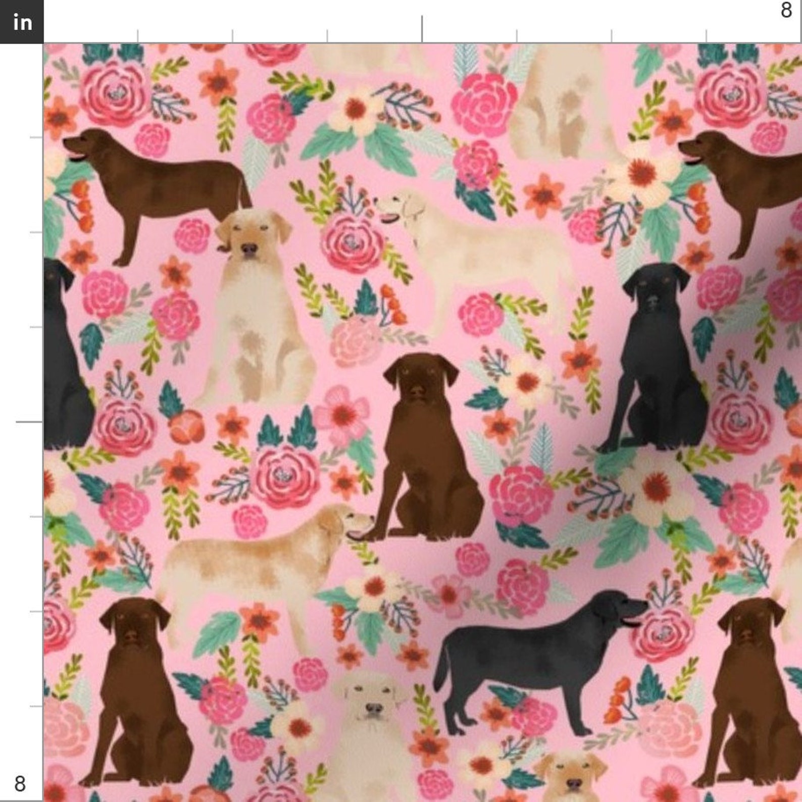 Labrador Pink Florals cute Labrador Dog by Petfriendly - Etsy