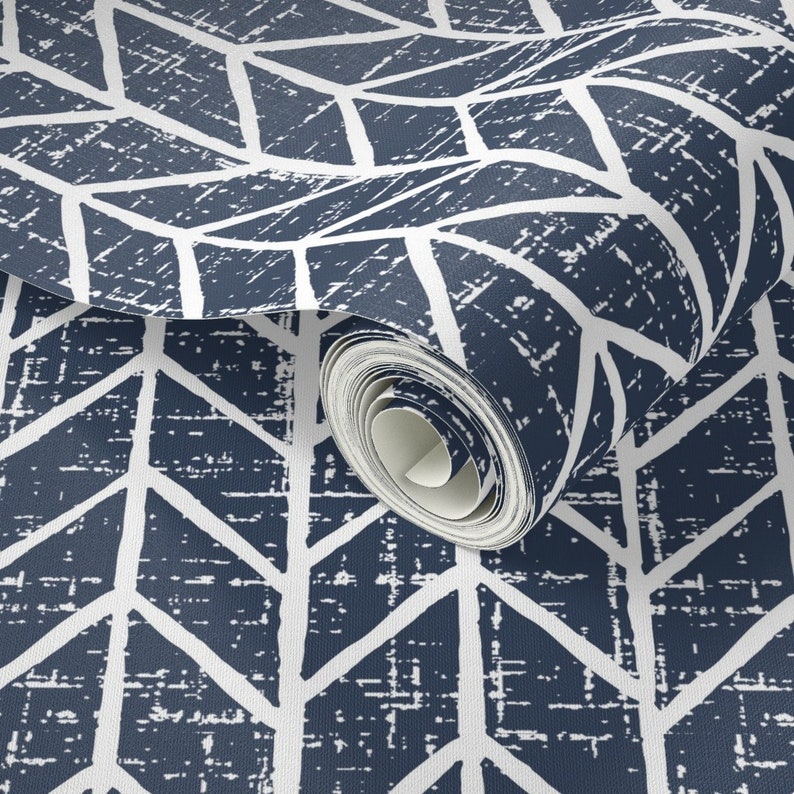 Navy Chevron Wallpaper Navy Blue Chevron by Color Amazing - Etsy