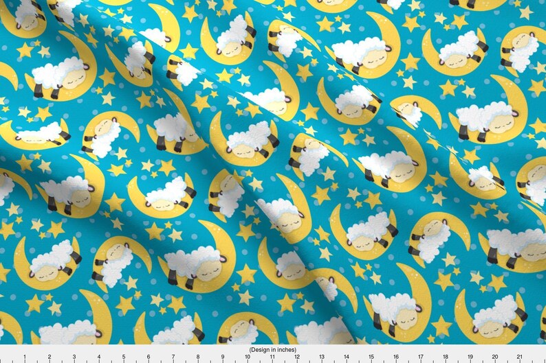Sheep Bedtime Fabric Sleepy Counting Sheeps 06 By | Etsy
