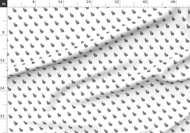 Woodland Bunny Fabric Grey Bunny By Mintpeony Bunny Cotton | Etsy