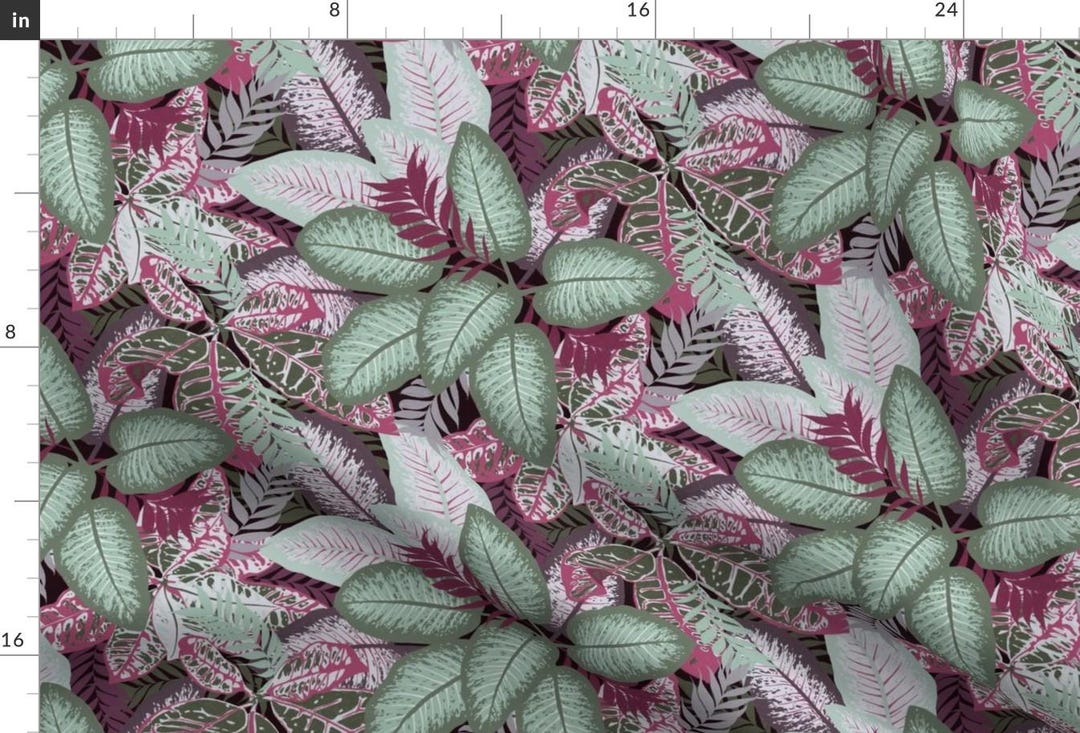 Jungle Leaves Fabric - Jungle Nights by Jpuckett-design - Moody ...