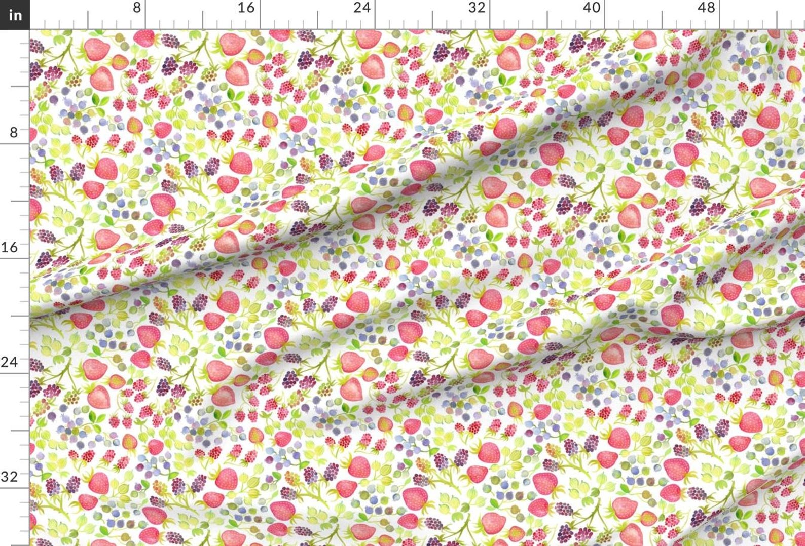Berry Bush Fabric - Summer Berries by Cjldesigns - Watercolor Kitchen ...