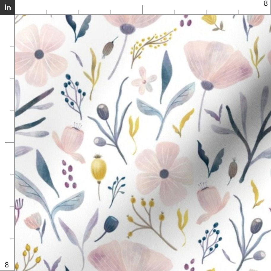 Floral Fabric Delicate Pastel Flowers by Noondaydesign | Etsy