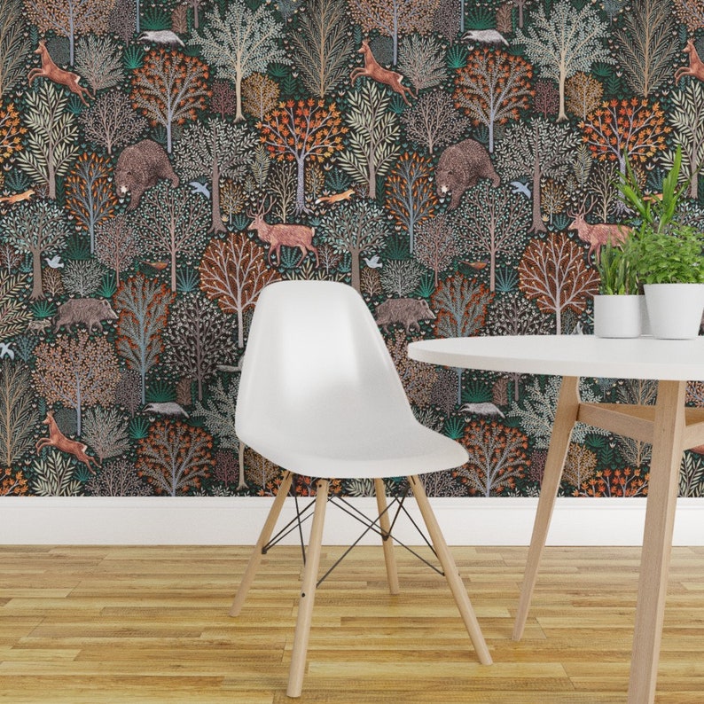 Rustic Wallpaper - Forest Animals by Rebecca_reck_art - Woodland ...