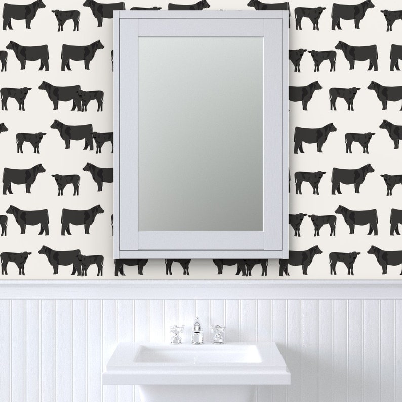 Angus Wallpaper Black Angus Fabric Cattle by Petfriendly - Etsy