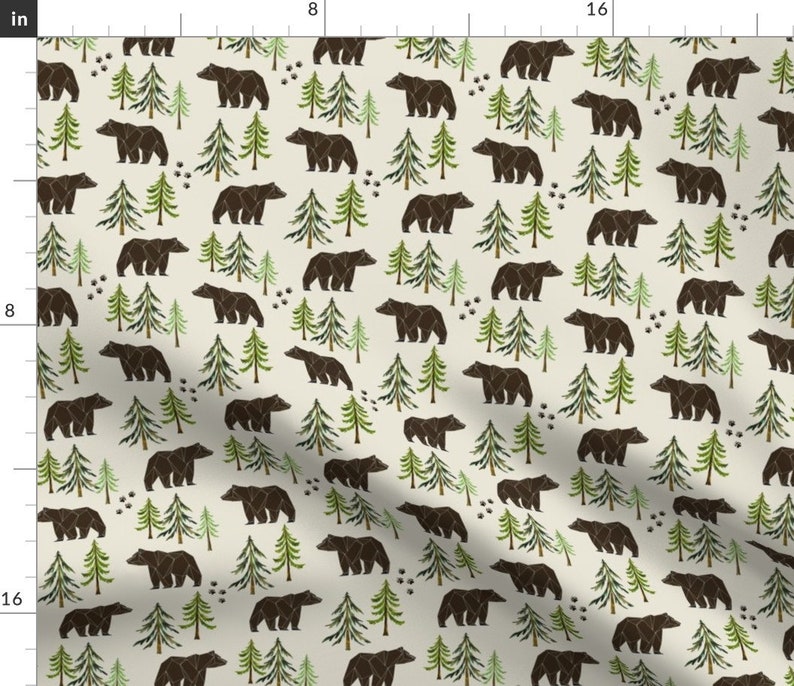 Bear Tracks Woodland Pattern Fabric Woodland Bears Pine - Etsy