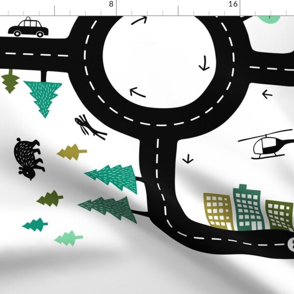 Road Map Fabric Panel - Etsy