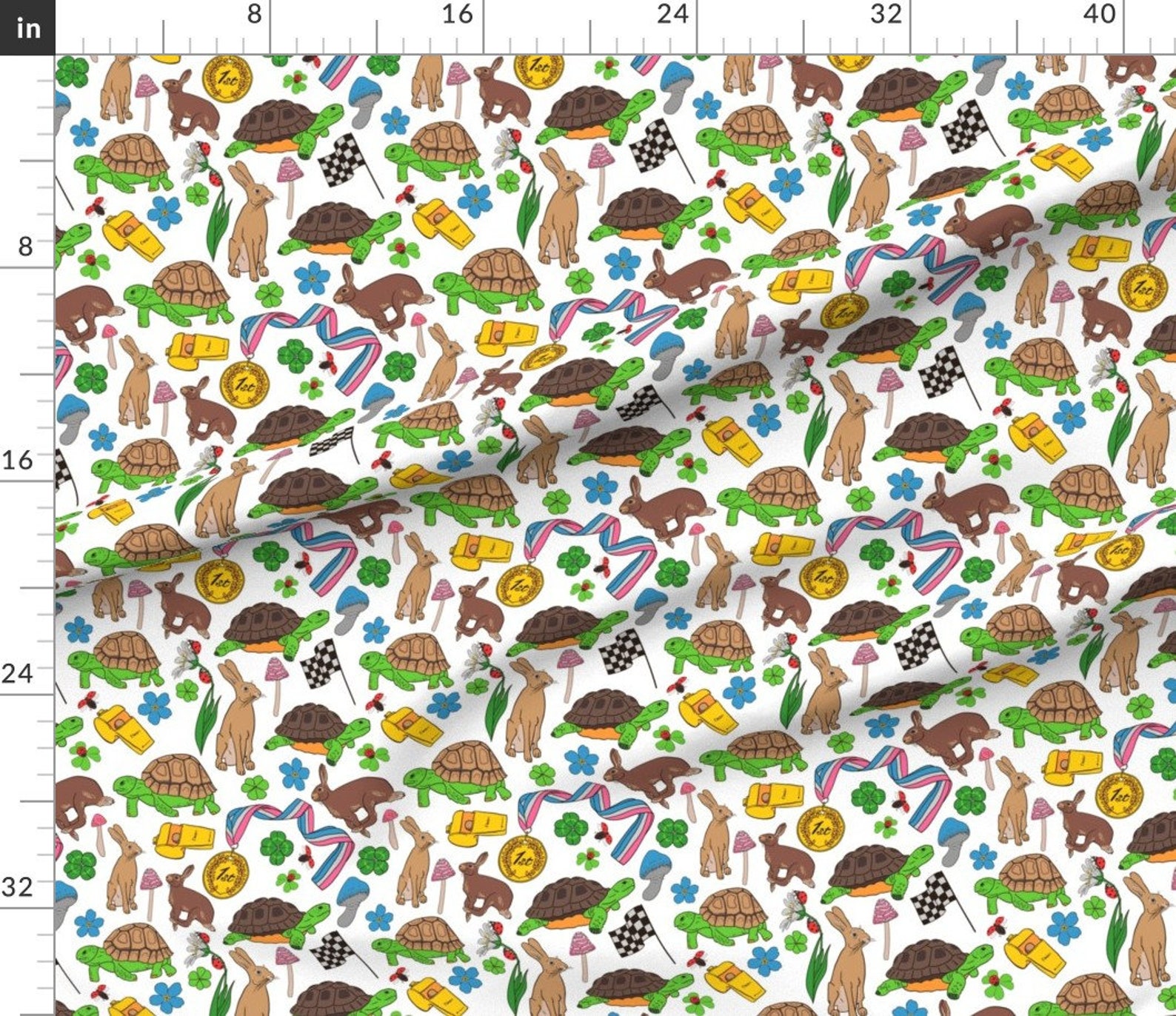 Tortoise and the Hare Fabric Tortoise and the Hare by | Etsy