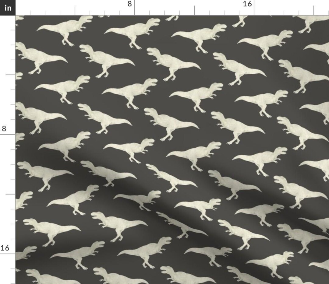 T-rex Fabric T-rex Grey by Mintpeony T-rex Dino Dinosaur Kids Gray and ...