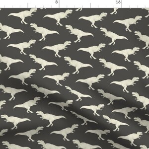 T-rex Fabric T-rex Grey by Mintpeony T-rex Dino Dinosaur Kids Gray and ...