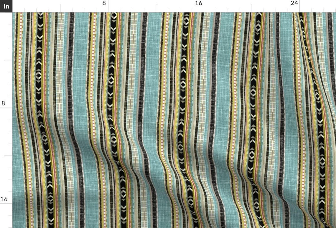 Striped Fabric - Aztec Linen Stripe by Joanmclemore - Vertical Striped ...