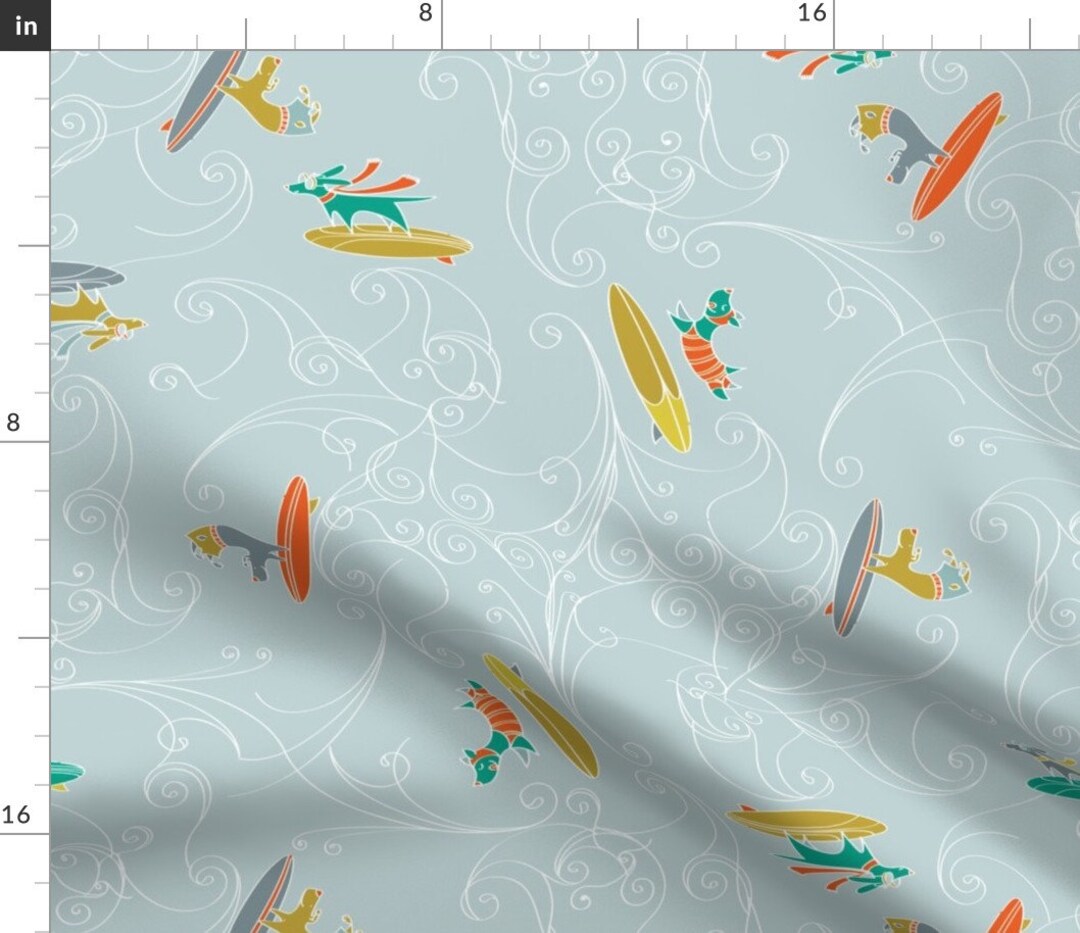 Surfing Dogs Fabric Hang 10 Surfer Dogs by Lucindawei - Etsy