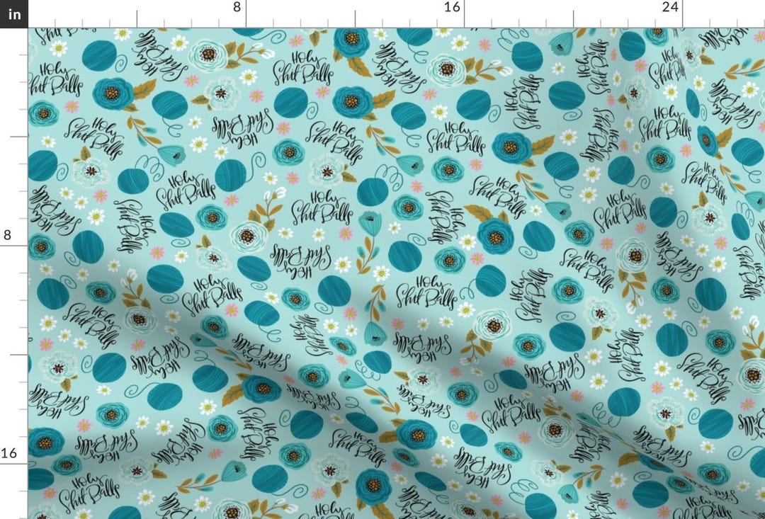 Swear Words Calligraphy Fabric - Holy Shit Balls, I'M Knitting! by ...