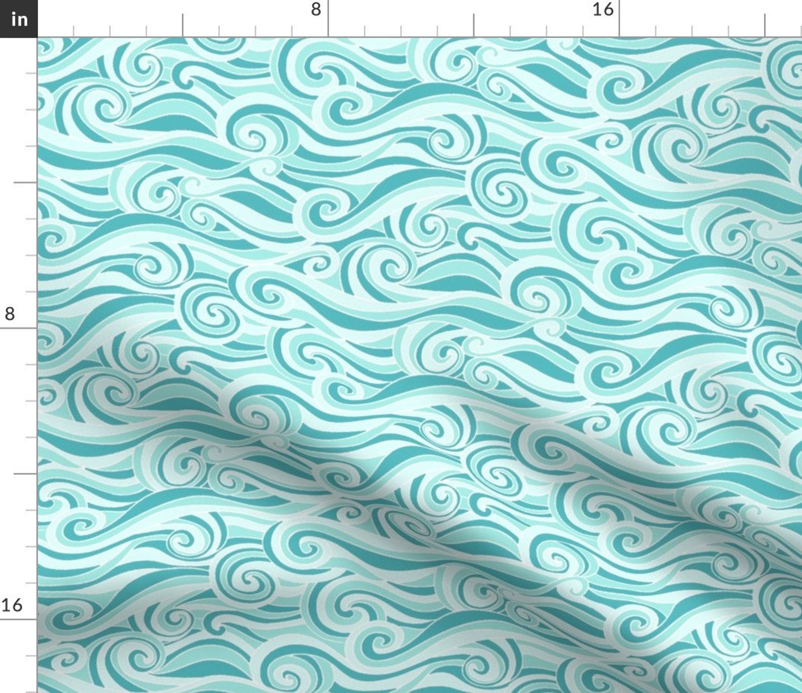 Ocean Waves Fabric Ocean Waves Aqua by Littlerhodydesign | Etsy