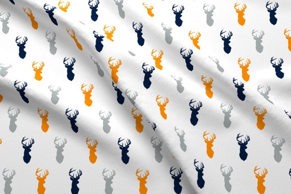Multi Buck Fabric Deer Head Small / Navy/Gray/Orange By | Etsy