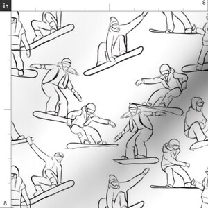 Snowboard Fabric Snowboarders Black on White by Landpenguin Arctic ...