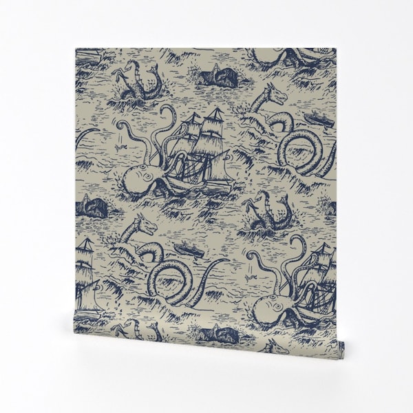 Nautical Toile Wallpaper - Etsy