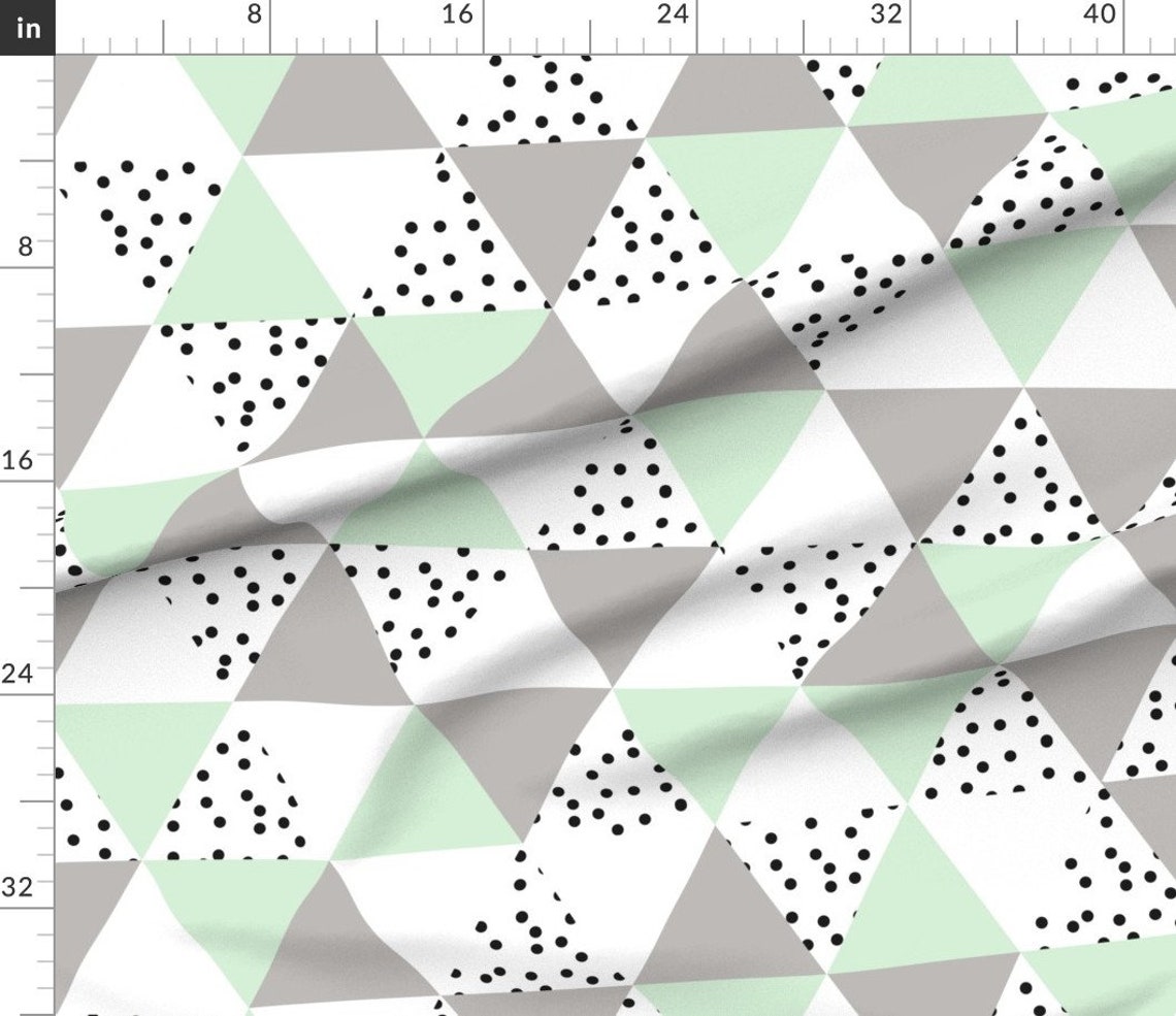 Triangle Fabric Triangle Wholecloth // Mint Gray B/W - Etsy