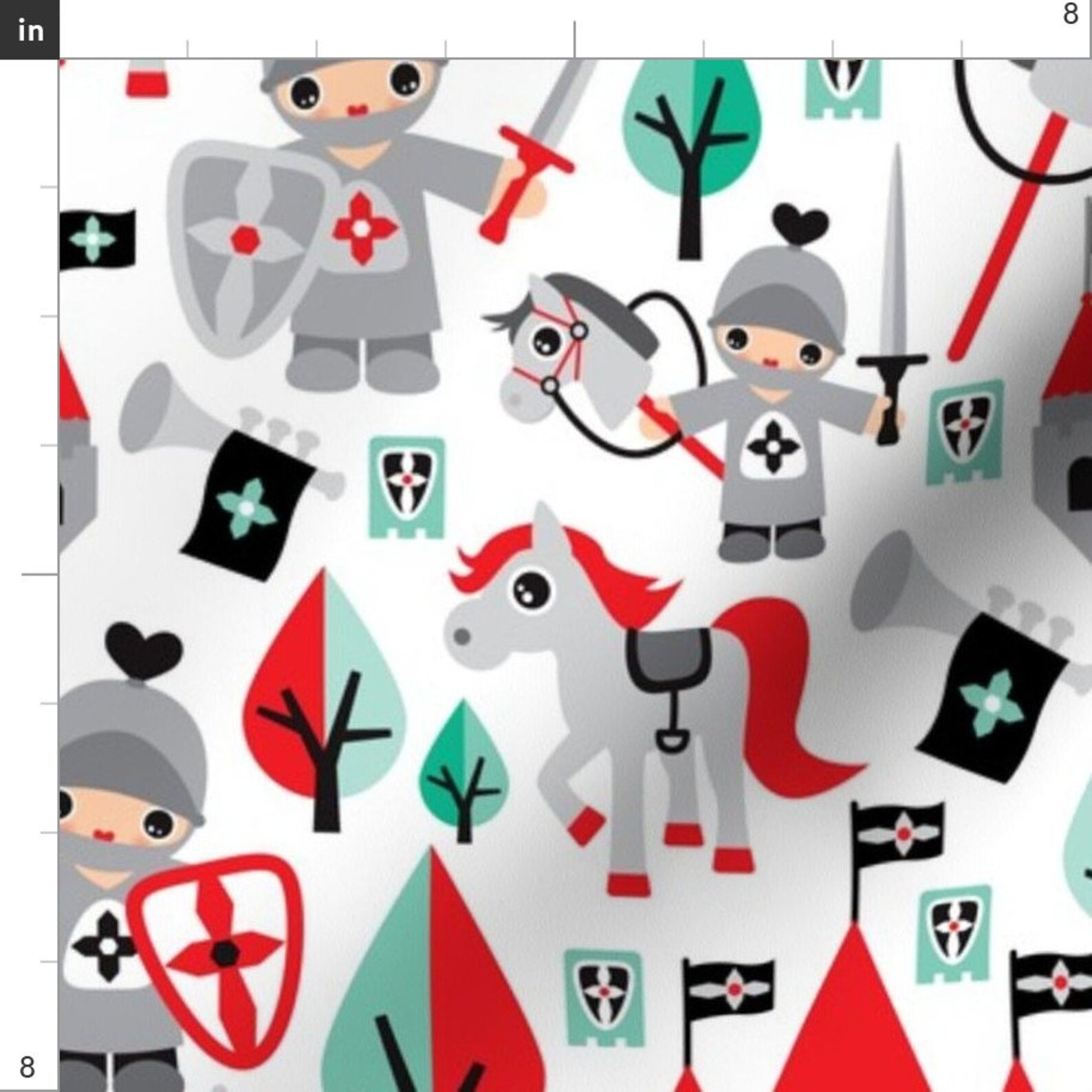 Knight Fabric Knight and Castle Medieval Prince and Horse | Etsy