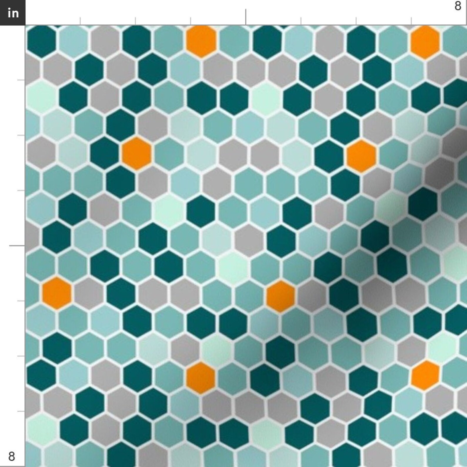 Blue And Gray Hex Fabric 18-7as Hexagon Teal Gray Grey - Etsy España