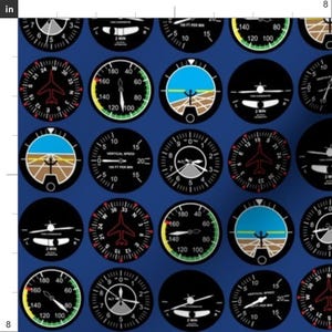 Aviation Fabric - Flight Deck (navy) Deep Blue Airplane Dials Pilot Fly ...