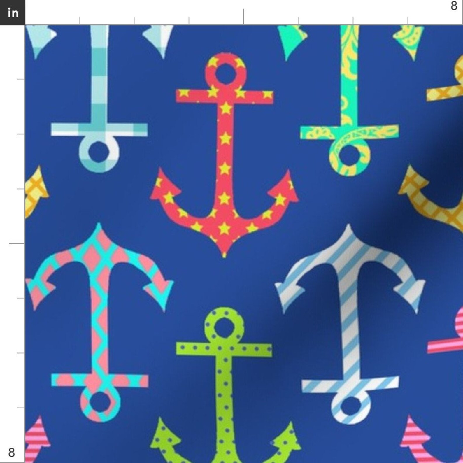 Colorful Anchors Fabric Colorful Anchor Navy by - Etsy