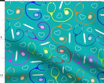 Hospital Nurse Fabric Nurse Medical Theme by Hot4tees | Etsy