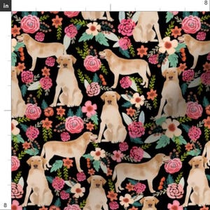 Labrador Fabric - Yellow Labrador Retriever Dog Floral Fabric by ...