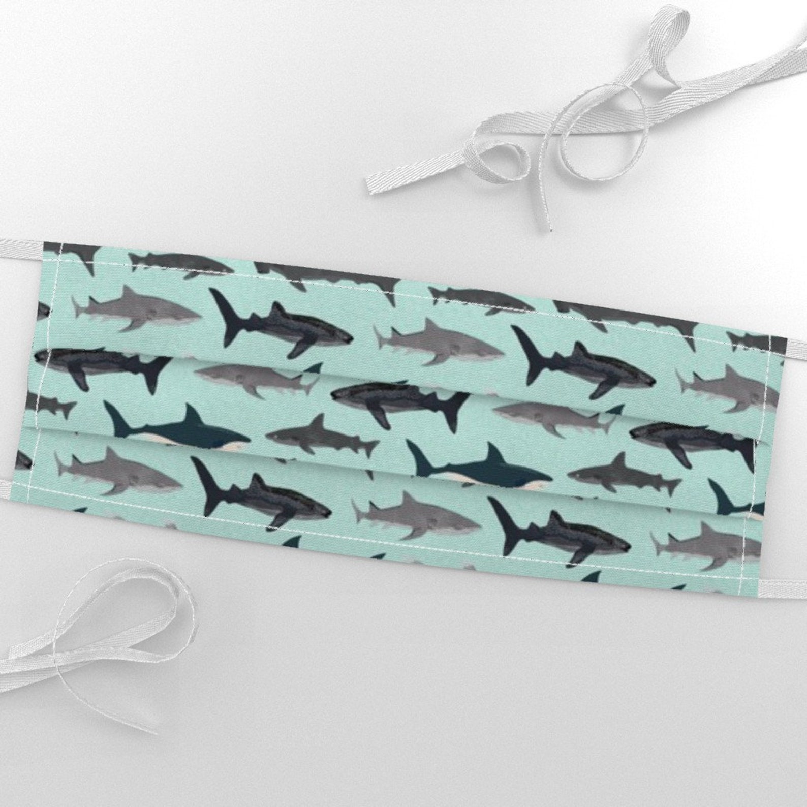 Blue and Gray Shark Fabric Shark Fabric // Mint Shark Kids | Etsy