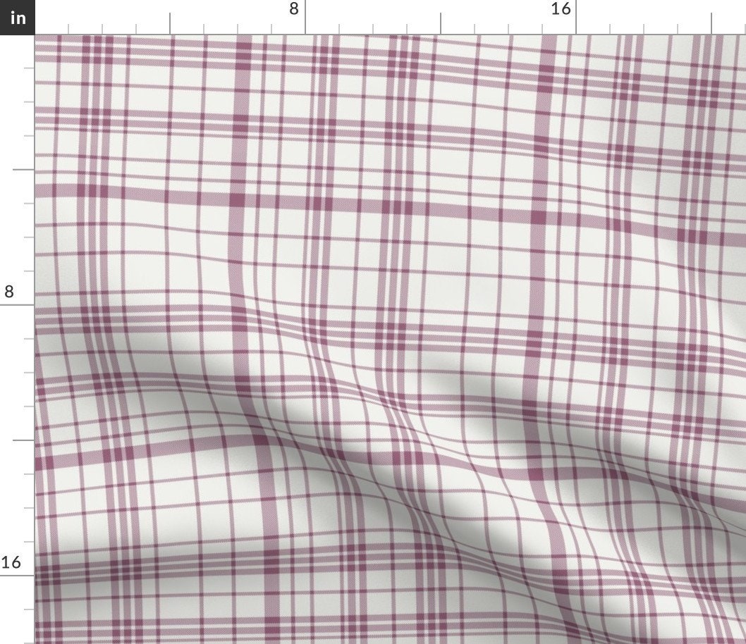 Mauve Purple Plaid Fabric Deep Mauve Plaid Check Fabric by | Etsy