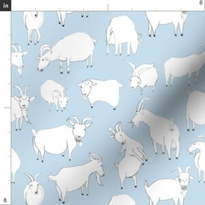 Baby Blue Goat Fabric Goats Playing Baby Blue by - Etsy